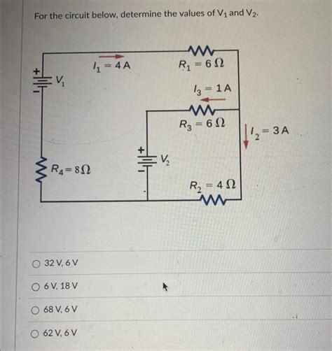 Solved For The Circuit Below Determine The Values Of V And Chegg