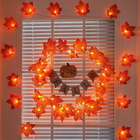 Solarera Fabric Maple Leaf String Light Fall Decor For Thanksgiving