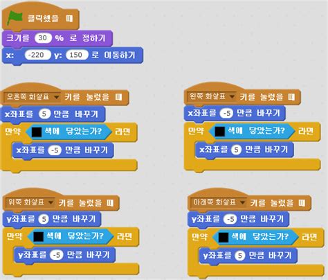 쉽게 푸는 코딩 교실 스크래치 기초 10차시 ⑤ 미로 게임 병행 처리 네이버 블로그