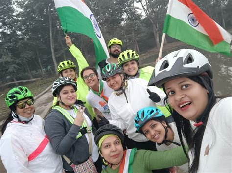 Women Of Swag Team Cycled 26 Km With Bharat Mata Ki Jai In Greno