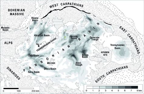 Iso Thickness Map Of The Pannonian Basin System With Location Of The Ng