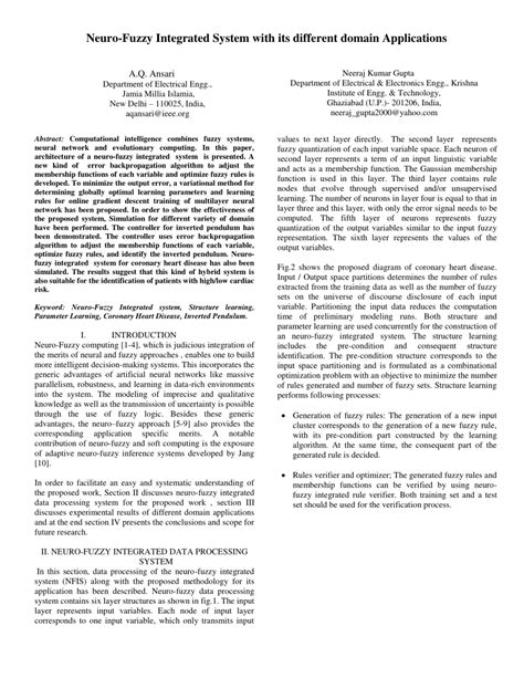 Pdf Neuro Fuzzy Integrated System With Its Different Domain Applications
