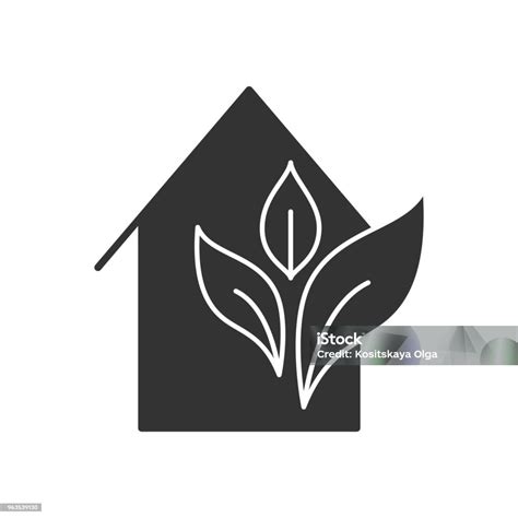 흰색 바탕에 에코 하우스의 검은 절연된 아이콘입니다 생태 집 Ecohouse의 실루엣입니다 0명에 대한 스톡 벡터 아트 및 기타