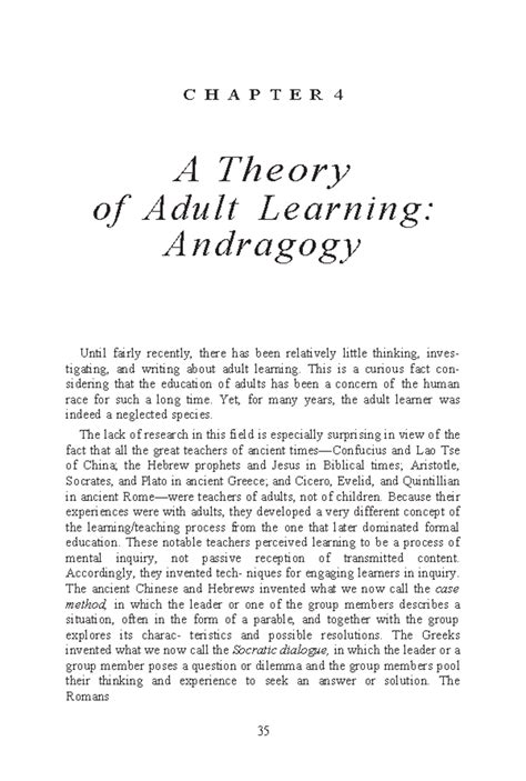 c h a p t e r4 andragogy c h a p t e r 4 a theory of adult learning