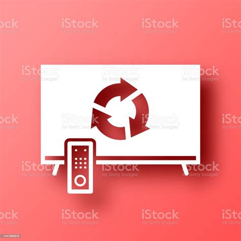 Tv에서 새로 고침하거나 새로고침합니다 그림자가 있는 빨간색 배경의 아이콘 3차원 형태에 대한 스톡 벡터 아트 및 기타 이미지