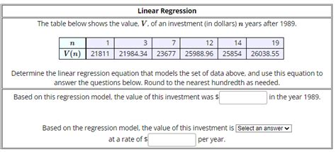 Solved The Table Below Shows The Value V Of An Investment