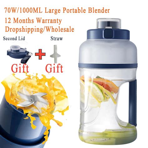 2022 휴대용 쥬서 블렌더 병 70w 강력한 신선한 주스 블렌더 1000ml 2 In 1 동반 컵 오렌지 쥬서 믹서