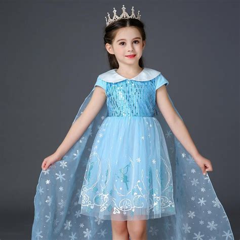 Malaysia Stock Girls Frozen Elsa Princess Dress With Cloak Party