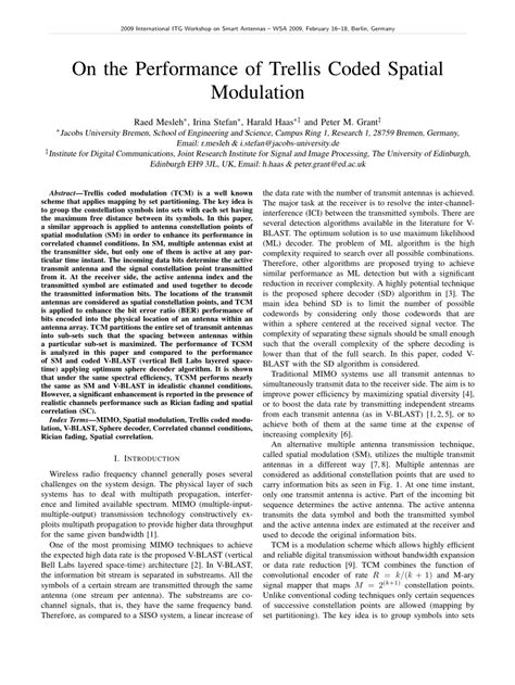 Pdf On The Performance Of Trellis Coded Spatial Modulation