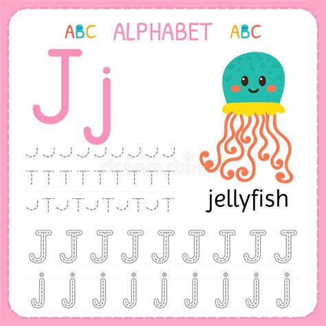 幼儿园和幼儿园的字母表追踪的活页练习题 文字实践信件j 孩子的锻炼 向量例证 插画 包括有 英语 动画片 113829405