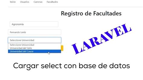 Select Cargado Desde Base De Datos Laravel Youtube