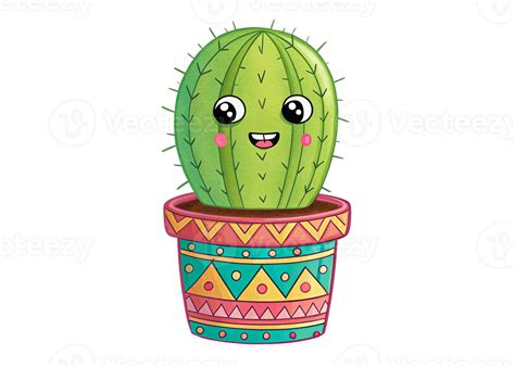 Adorável Desenho Animado Cacto Dentro Colorida Panela Fofa Plantar