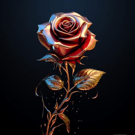 There Is A Rose That Is On A Stem With Leaves Generative Ai Premium