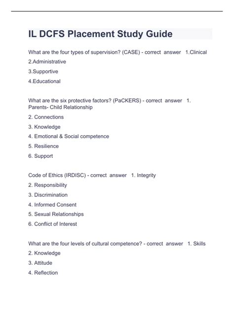 Il Dcfs Placement Study Guide Questions And Answers Already Solved