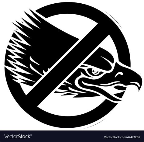 Black Silhouette Of Head Eagle With Forbidden Sign