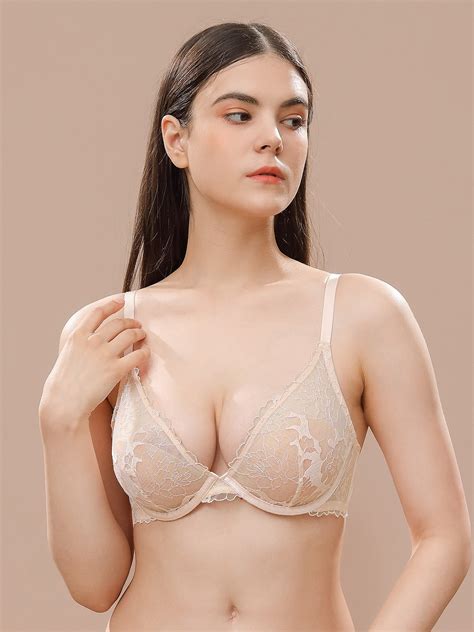 Floral Embroidered Demi Bra Nude Wingslove