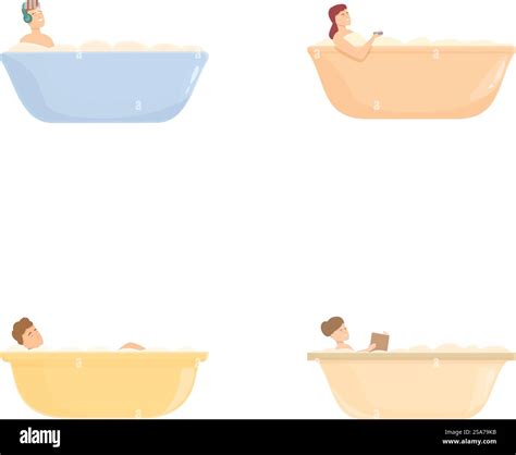 Collection Of Cartoon Characters Enjoying A Soak In Bathtubs
