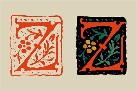 Z 편지 중세 그런지 고딕 이니셜 16세기의 드롭 캡이 인그레이빙되어 있습니다 블랙레터 스타일의 빈티지 글꼴입니다 고대 문명에 대한 스톡 벡터 아트 및 기타 이미지 Istock