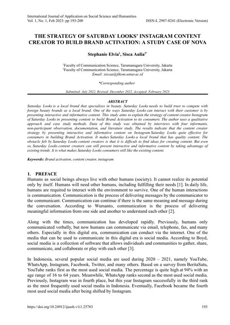 Pdf The Strategy Of Saturday Looks Instagram Content Creator To