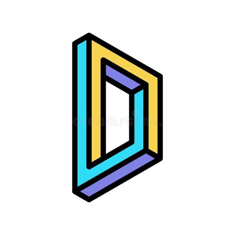 Square Impossible Geometric Shape Color Icon Vector Illustration Stock