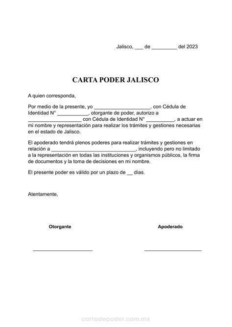 ᐅ Carta Poder Jalisco Formatos 2025