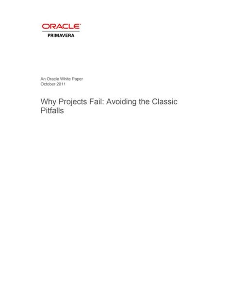 Why Projects Fail Avoiding The Classic Pitfalls Pdf Business Business And Finance