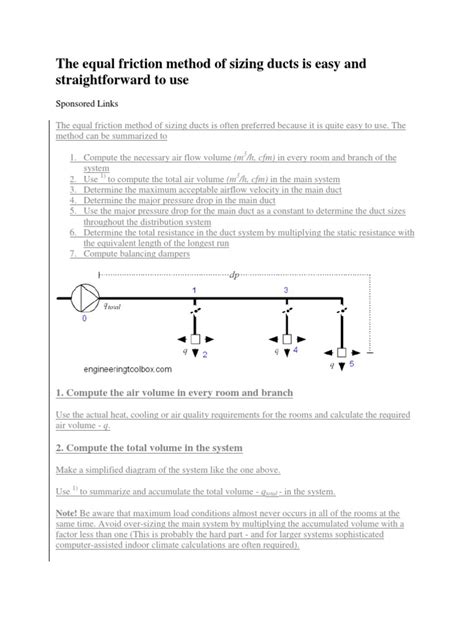the equal friction method of sizing ducts is easy and straightforward