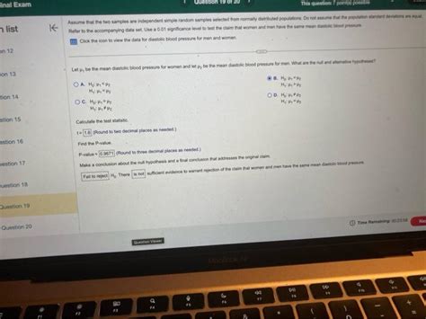 Solved Refer To The Accompanying Data Set Use A 001