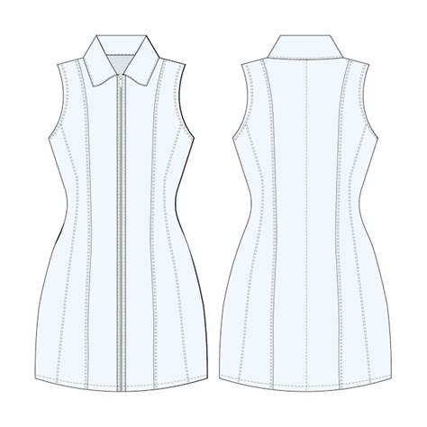 Premium Vector Jean Denim Basic A Line Dress Technical Drawing Flat