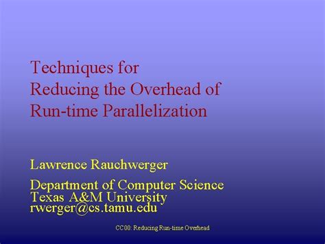 techniques for reducing the overhead of runtime parallelization