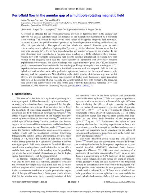 Pdf Ferrofluid Flow In The Annular Gap Of A Multipole Rotating