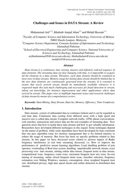 Pdf Challenges And Issues In Data Stream A Review
