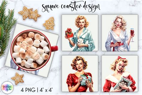 Watercolour Christmas Pin Up Girls Png Graphic By Designs By Ira