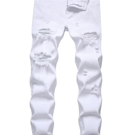 Special Ts For Christmas Mens White Slim Fit Ripped Denim Jeans