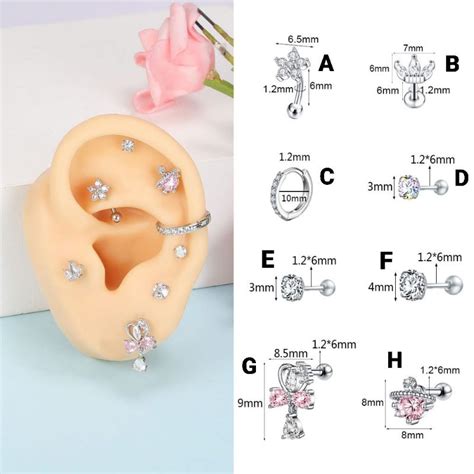 Jual 1pcs Anting Piercing Earlobe Triple Helix Tragus Rock Conch Ring