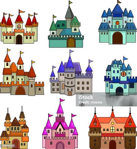 ชุดไอคอนปราสาทการ์ตูน ภาพประกอบสต็อก ดาวน์โหลดรูปภาพตอนนี้ Geographical Locations กลุ่ม