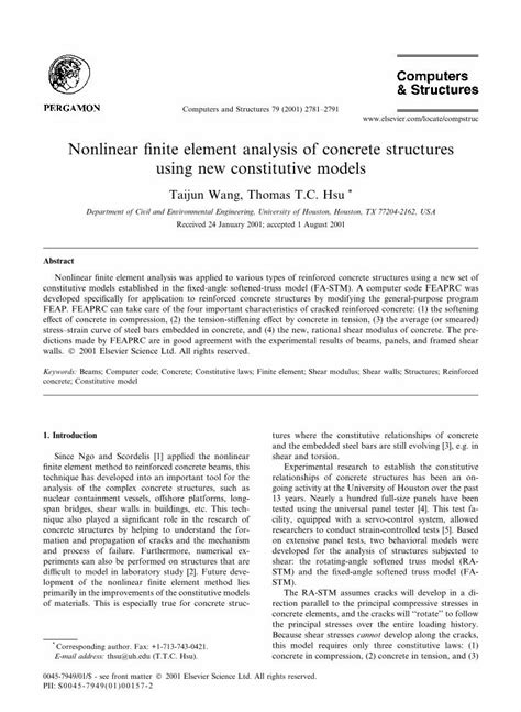Pdf 2001artigo Wang Hsu Nonlinear Finite Element Analysis Of Concrete