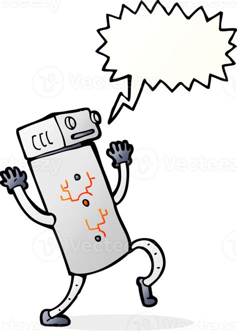 Cartoon Robot With Speech Bubble 40080180 Png
