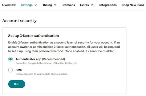 Deactiveren Van 2 Factor Beveiliging In Mailchimp