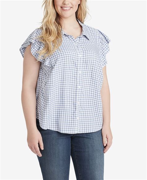 Jessica Simpson Trendy Plus Size Ruffle Sleeve Shirt Macys