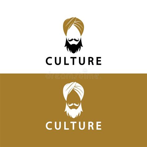 Turban Mustache India Indian Logo Design Vector Illustration Stock
