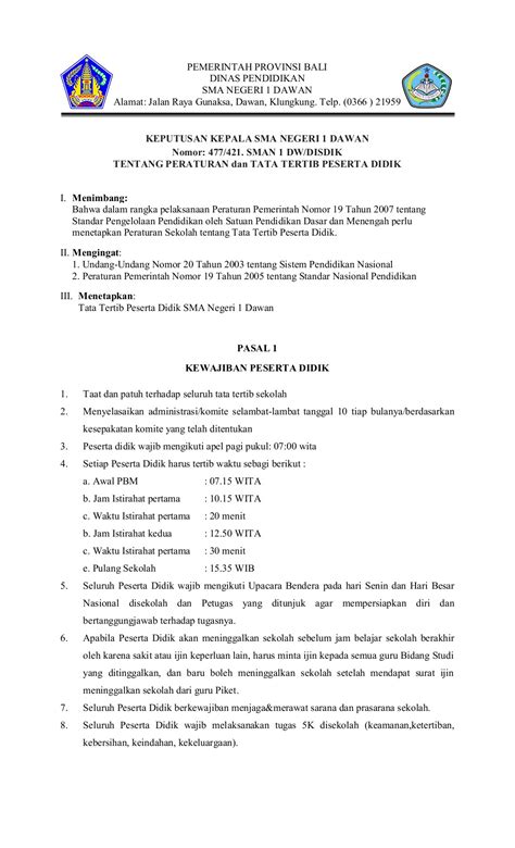 Contoh Format Tata Tertib Sekolah Delinewstv