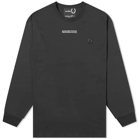 Fred Perry X Raf Simons Embroidered Long Sleeve T Shirt Black End Tw