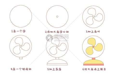 电风扇简笔画步骤插画图片下载 正版图片401709109 摄图网