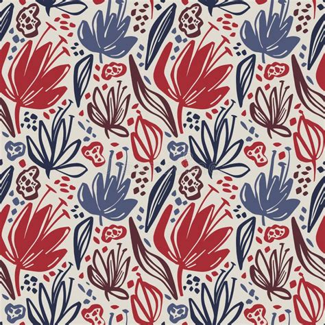 Vector Seamless Floral Pattern With Minimalistic Flowers On Light