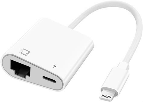 Lightning To Ethernet Adapter [apple Mfi Certified] 2 In 1 Rj45 Ethernet Lan