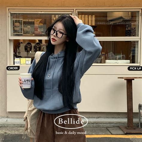 베이델리 MADE 루즈핏 뎁트 베이직 무지 후드티