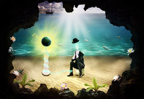 배경 화면 배 디지털 아트 자연 전구 반사 바닷가 초현실적 인 동굴 스크린 샷 컴퓨터 벽지 2900x2000 Lumberjacck 208113