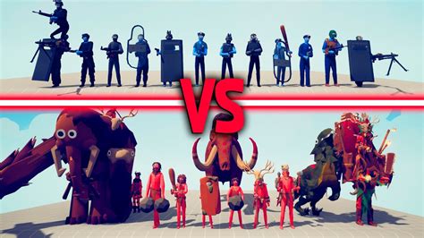 Tribal Team Vs Police Team Tabs Totally Accurate Battle Simulator
