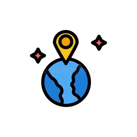 World Map Location Flat Color Icon Vector Icon Banner Template Stock